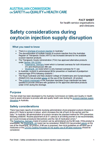 Safety considerations during oxytocin injection supply disruption ...