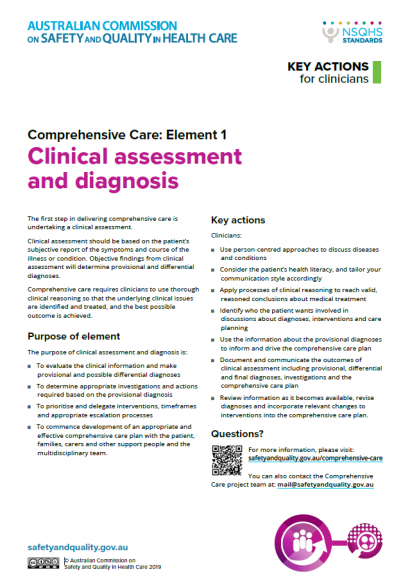 Comprehensive Care - Element 1: Clinical assessment and diagnosis - Key ...