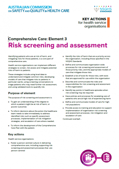 Comprehensive Care - Element 3: Risk screening and assessment - Key ... Comprehensive Care - Element 3: Risk screening and assessment - Key ...