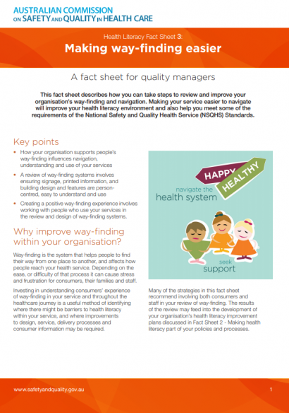 Fact sheet 3 - Health literacy - Making way-finding easier - quality ...