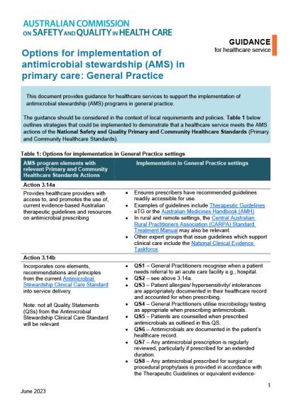 Options for implementation of AMS primary care General Practice ...