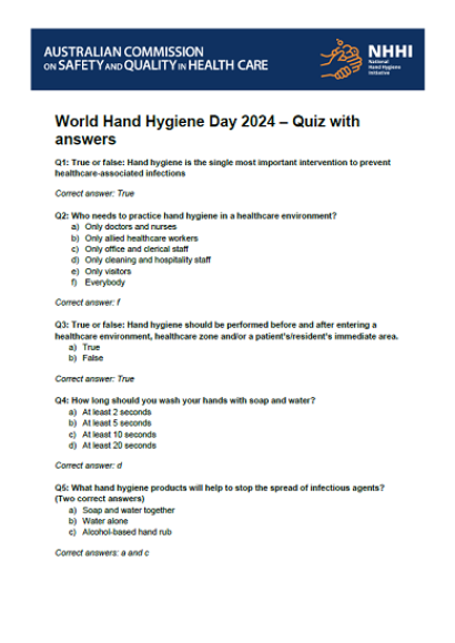 World Hand Hygiene Day | Australian Commission on Safety and Quality in ...
